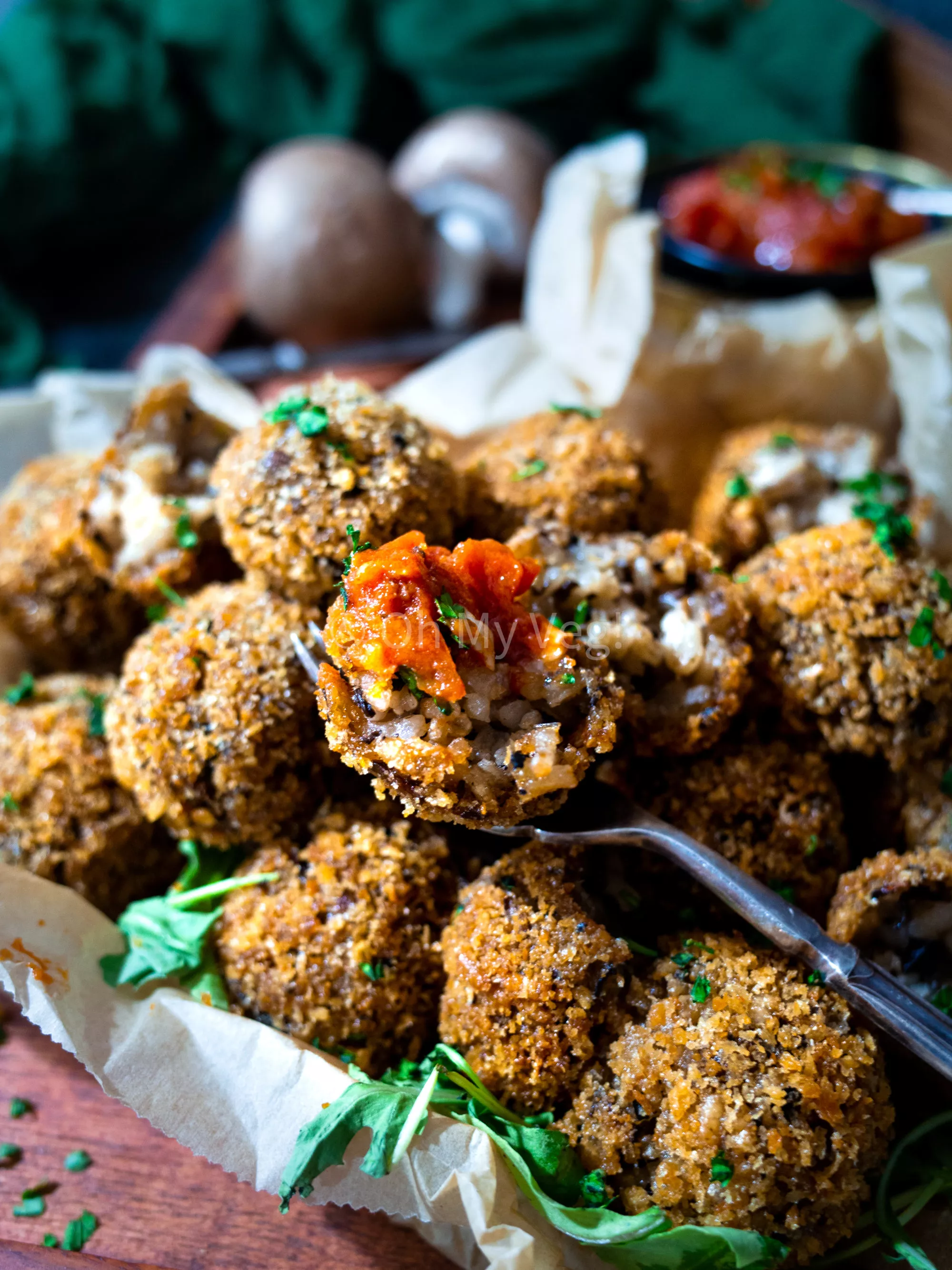 Mushroom Arancini, Vegan