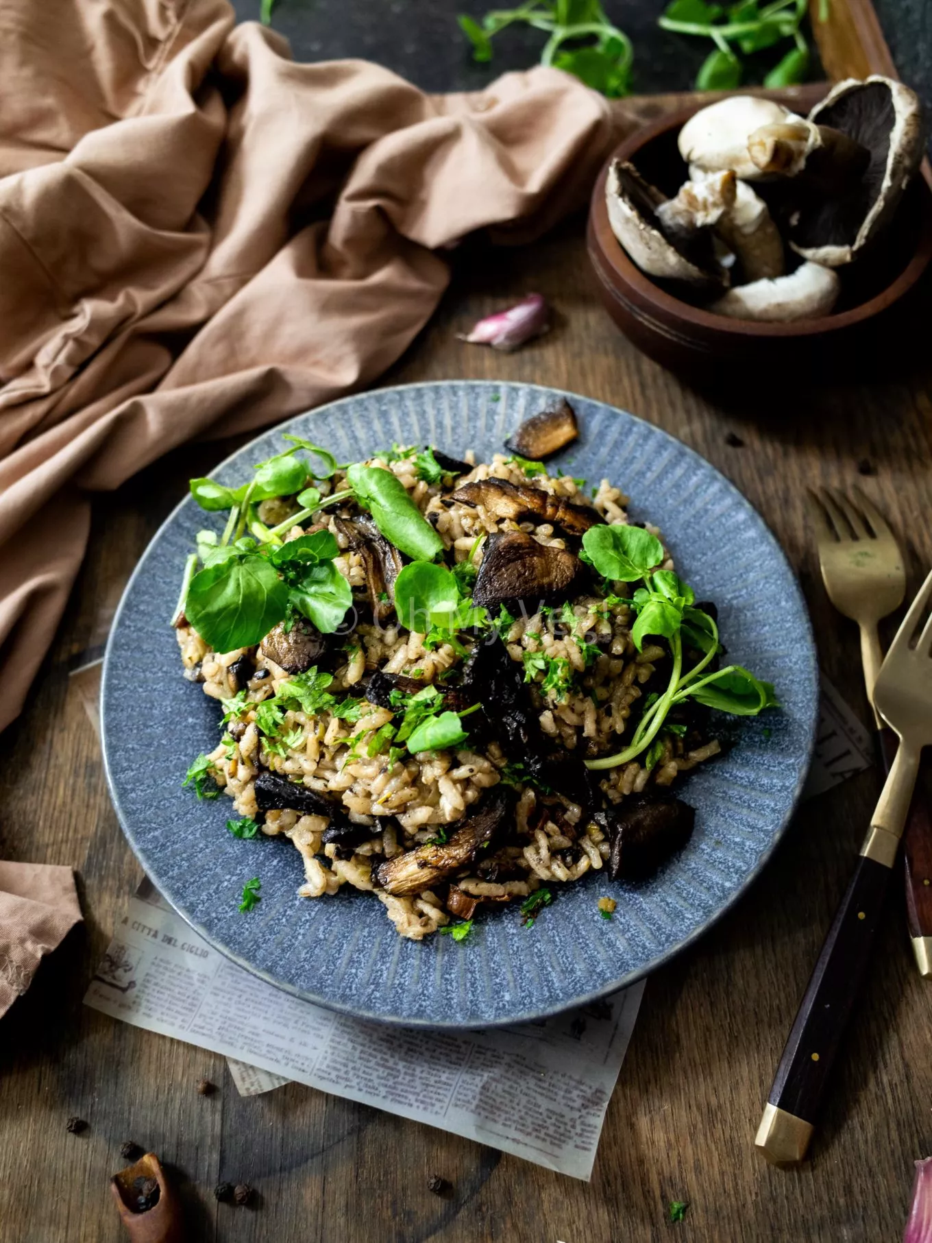 Creamy Mushroom and Leek Risotto, Vegan