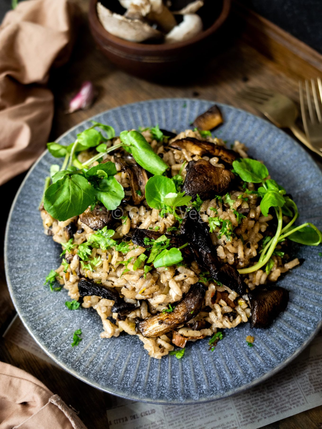 Creamy Mushroom and Leek Risotto, Vegan
