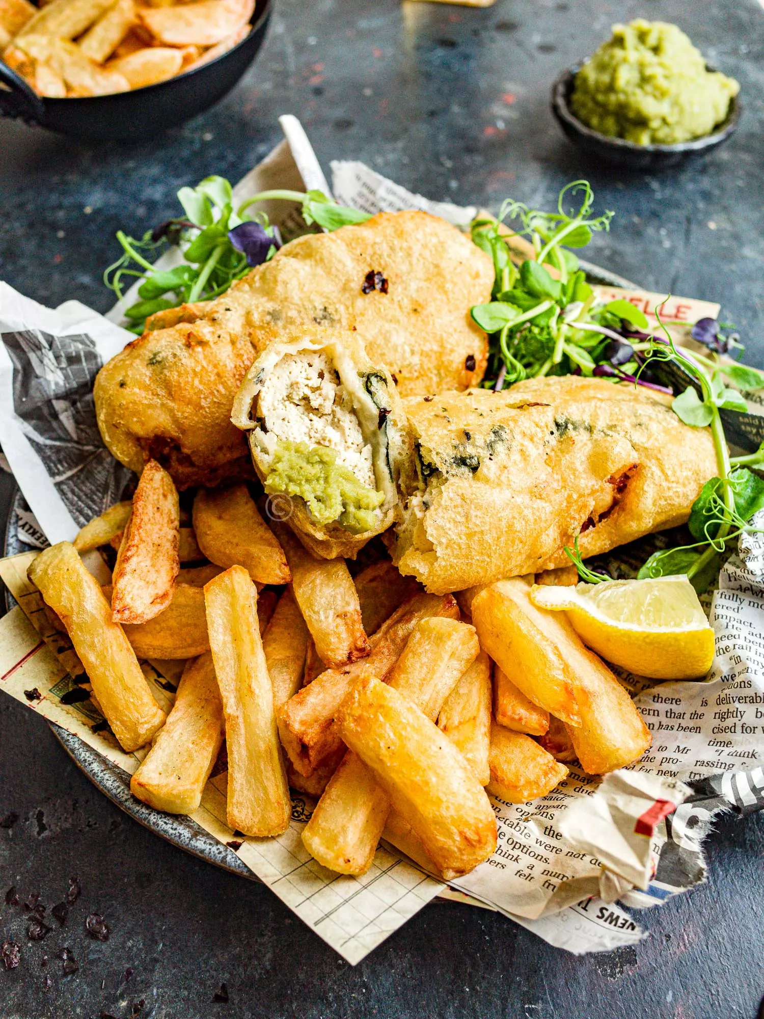 Vegan Fish and Chips, Tofish (Battered Tofu)