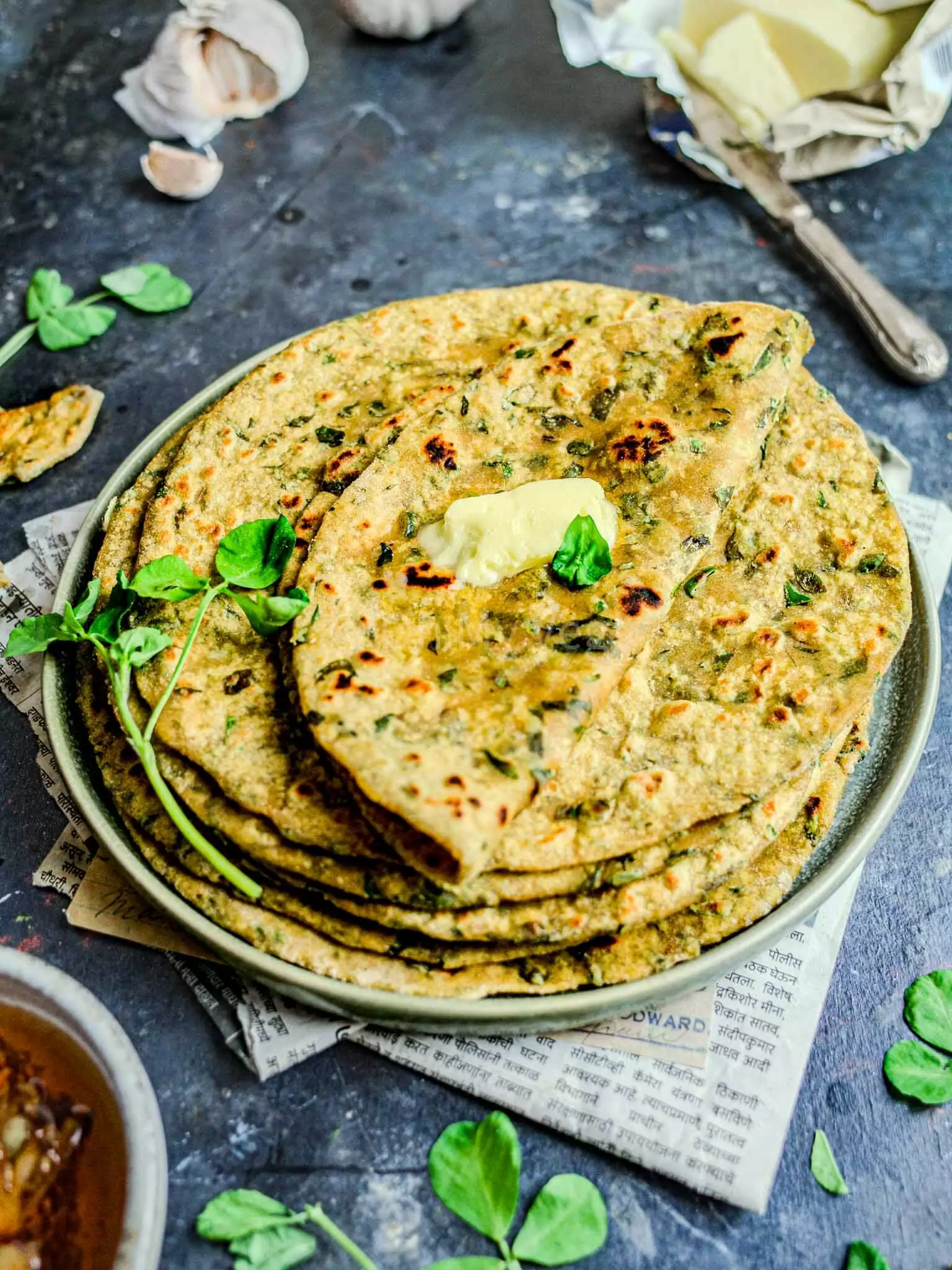 Methi Paratha, Indian Fenugreek Flatbread