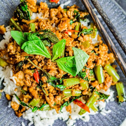 Vegetarian Pad Krapow, Thai Basil Tofu Stir Fry