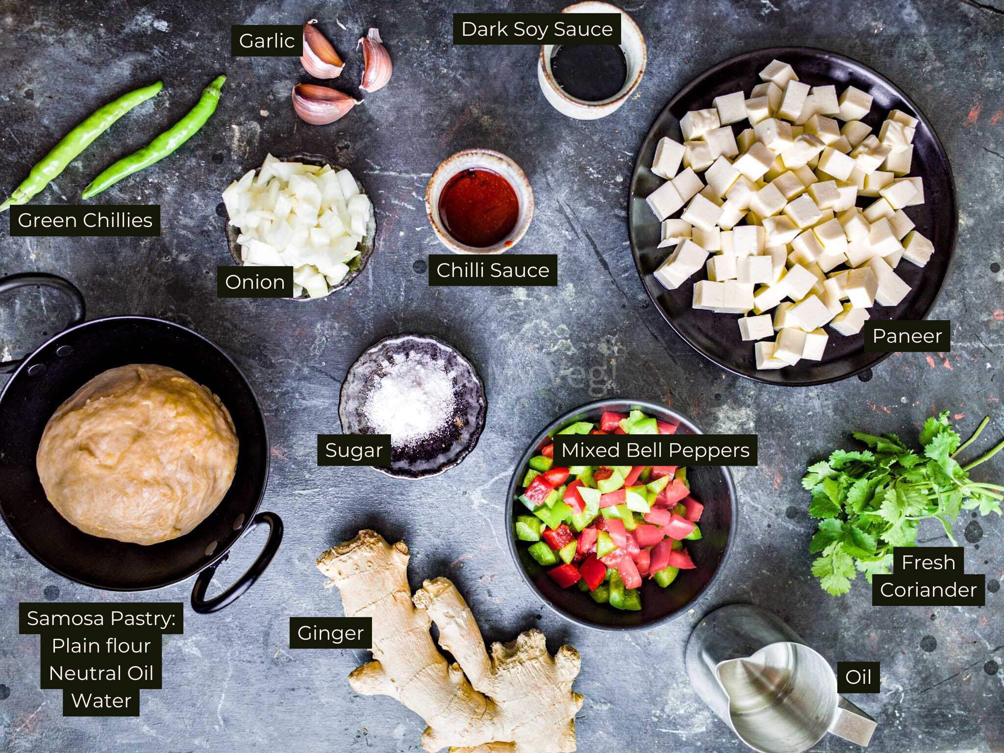 Paneer Samosas, Chilli Paneer Cocktail Samosas